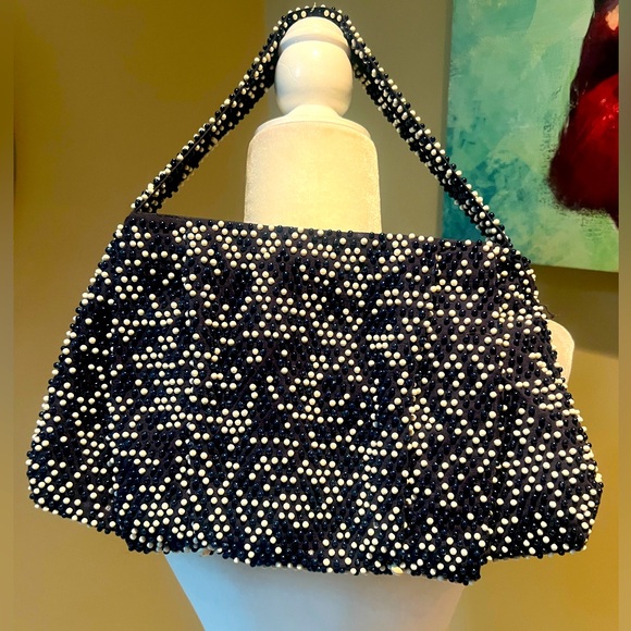Vintage | Bags | Vintage 94s Handbag 40s Corde Lumured Bag Navy Candy ...